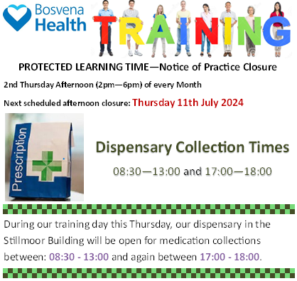 Practice Learning Time – Thursday 11th July – Bosvena Health